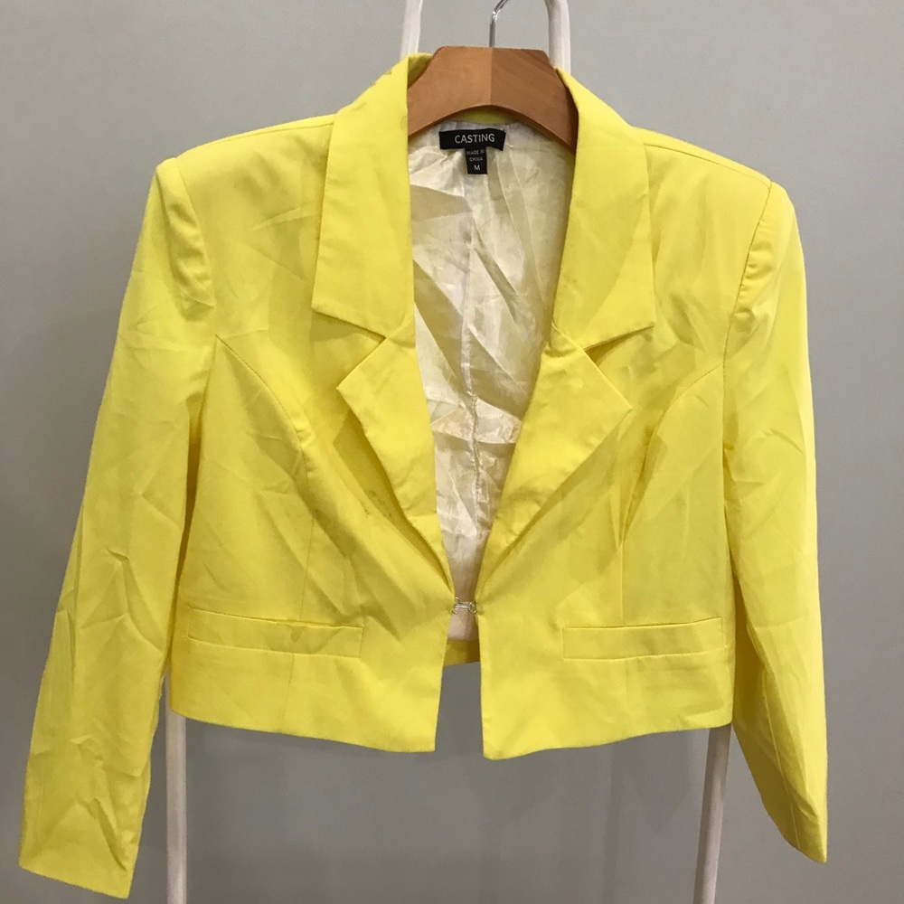 Yellow Cropped Blazer Jacket - Gem